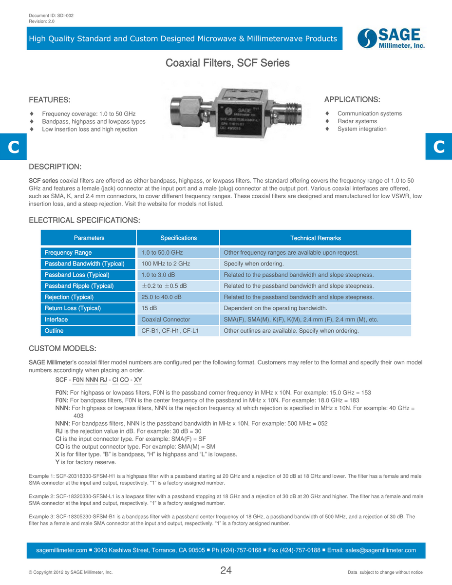 Coaxial Filters - LTEQ MICROWAVE